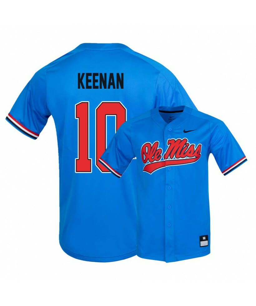 Ole Miss Rebels 10 Tyler Keenan Blue College Baseball Jersey - Malcom Terry