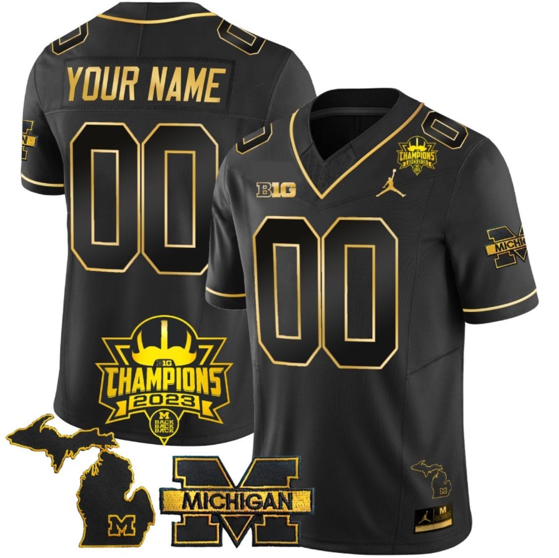 [Available] Buy Custom Michigan Wolverines Jersey Black Gold